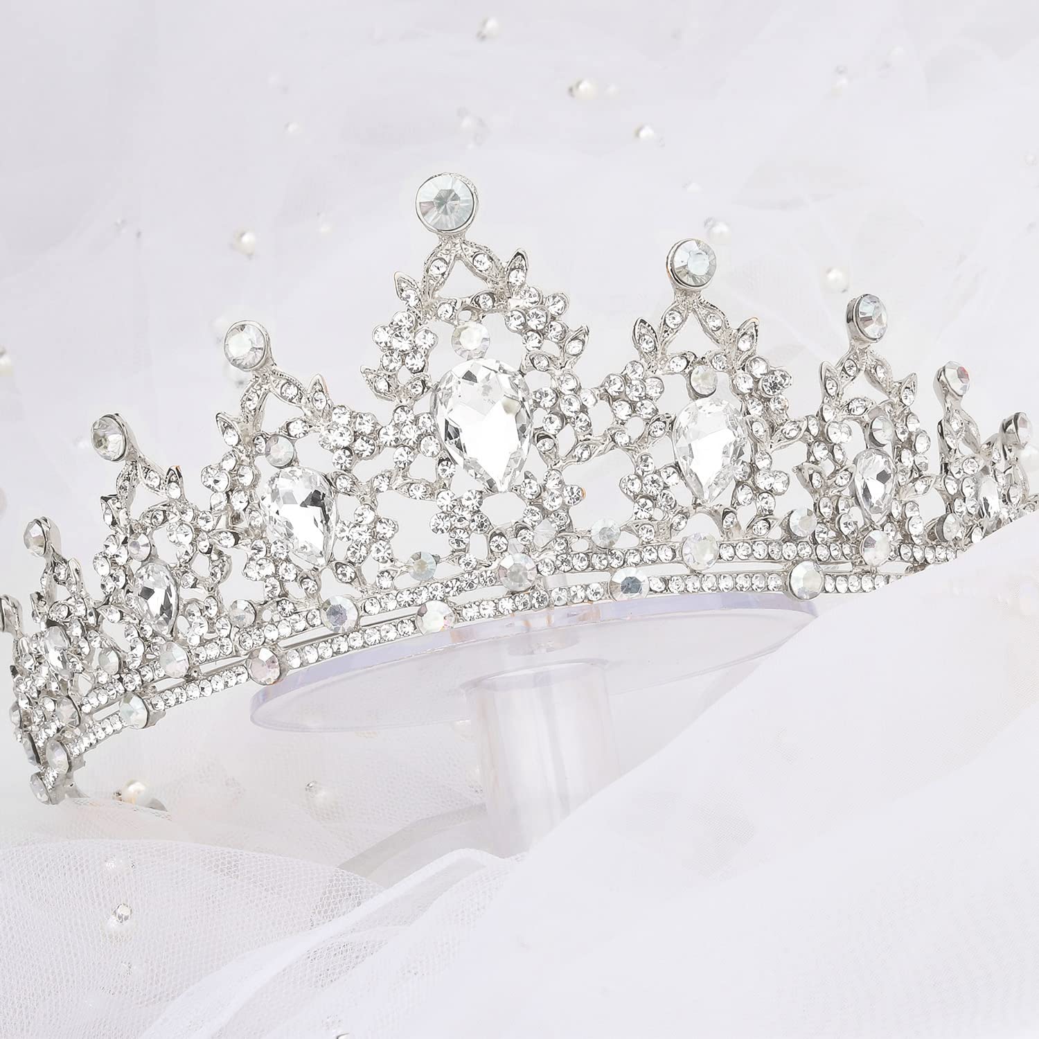 COCIDE Silver Tiaras and Crowns for Women Crystal Headband for Girl Clear Rhinestone Hair Accessories for Bride Wedding Bridal Prom Birthday Party Queen Princess Decorations Halloween Costume Cosplay