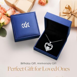 CDE Birthday Gifts Mother's Day Gift for Women & Her, Necklaces Jewelry for Women, Girlfriend Birthday Gifts for Wife, 925 Sterling Silver Birthstone Heart Pendant Necklaces for Women