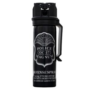 police magnum pepper spray self defense law enforcement unit- 1 pack 3 ounce flip top (belt clip fogger)