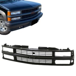 justdrivably replacement parts front grille grill with black shell frame with black insert with dual headlight type compatible with chevrolet c/k 1500 2500 3500 full size 1994-2000 suburban