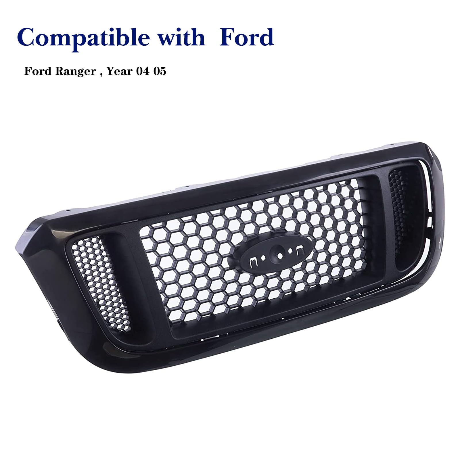 JustDrivably Replacement Parts Front Grille Grill Assembly Compatible With Ford Ranger (Edge, XLT) 2004 2005 / Ranger (Tremor) 2004 / Ranger (FX4, XL) 2005 Pickup Truck