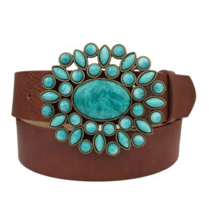 axesoria trendy turquoise buckle belt brown m