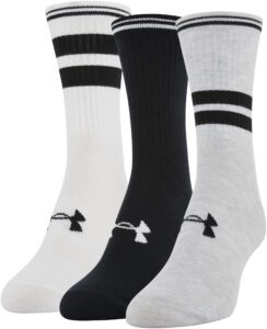 under armour women's essential mid-crew socks, 3-pairs, gray/black assorted, medium