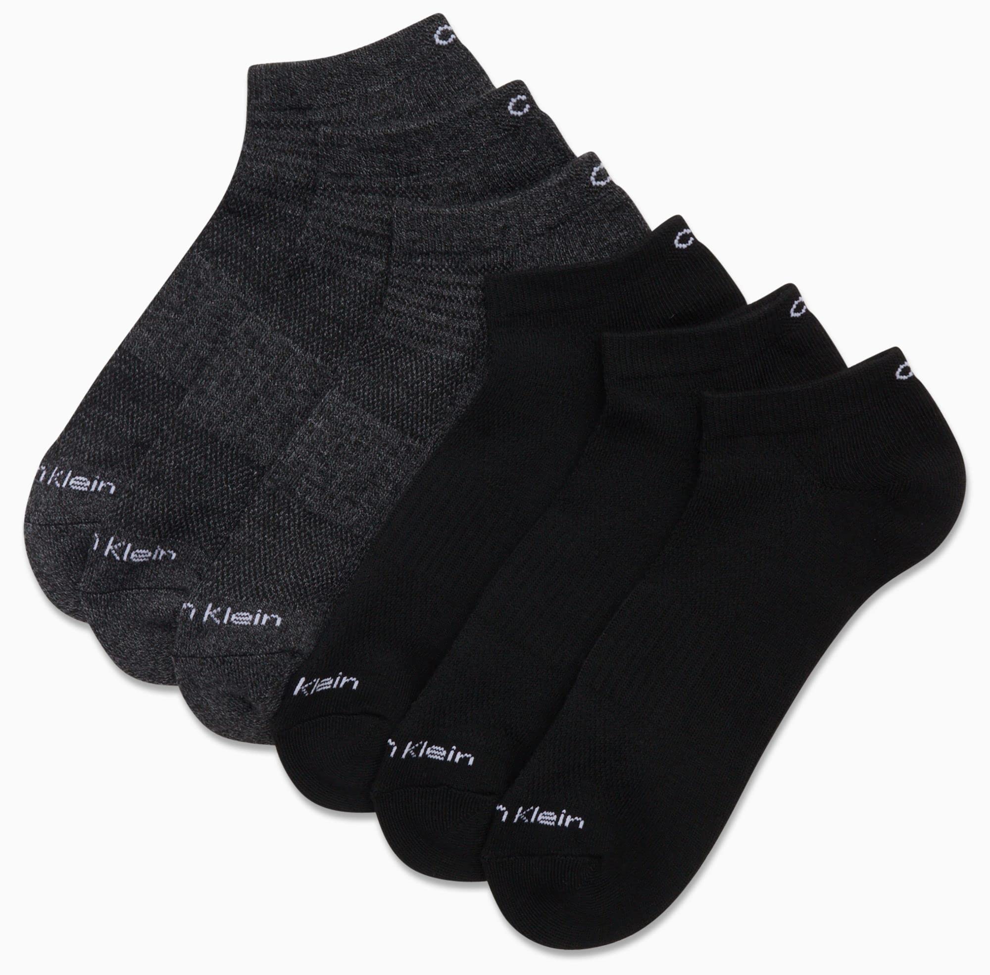 Calvin Klein Men's Socks - No Show Ankle Socks (6 Pack), Size 7-12, BlackCharcoal