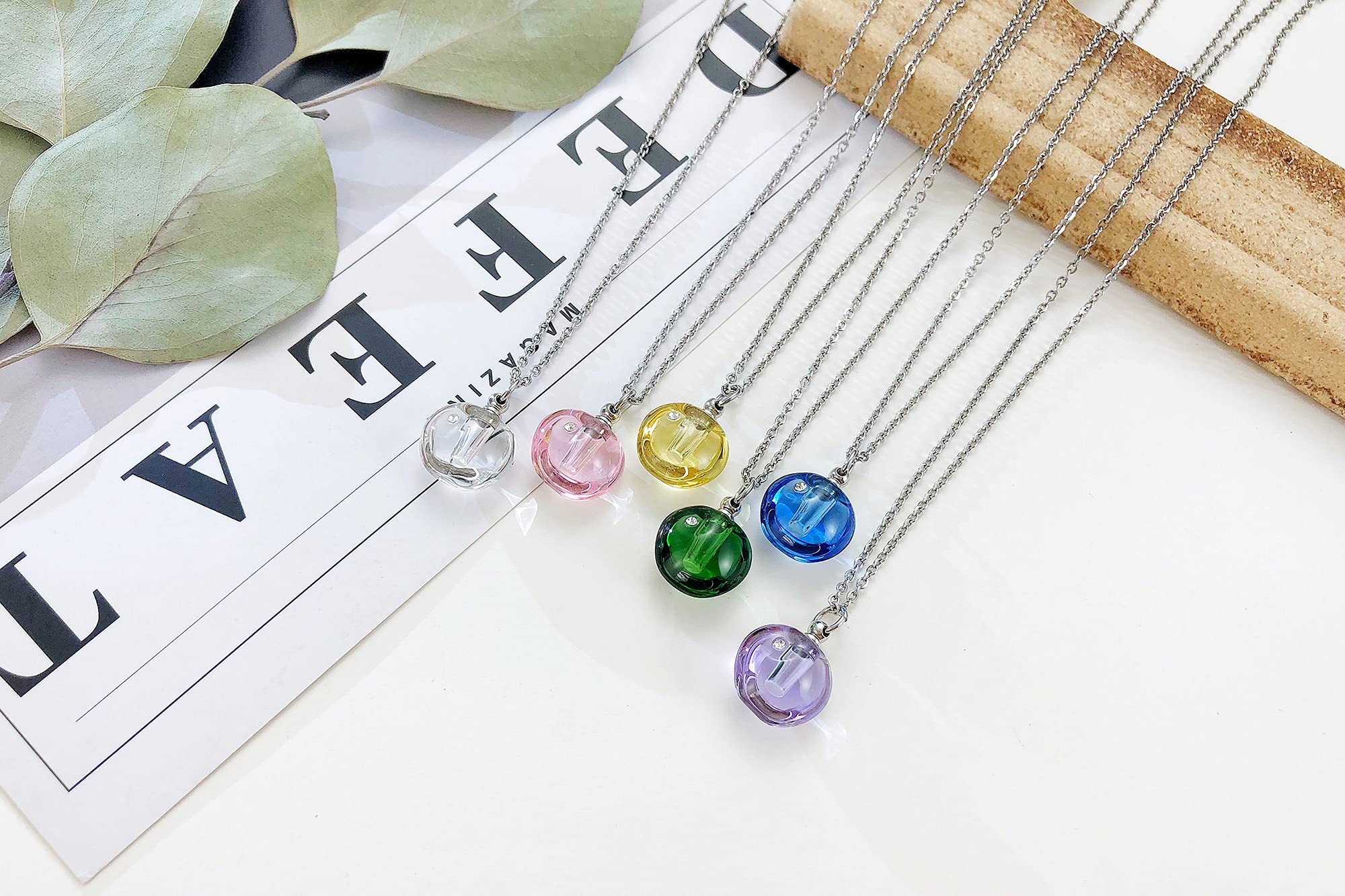 VNOX Pack of 6 Color Cremation Jewelry Glass Urn Necklace for Ashes Holder Memorial Ash Keepsake Jewelry with