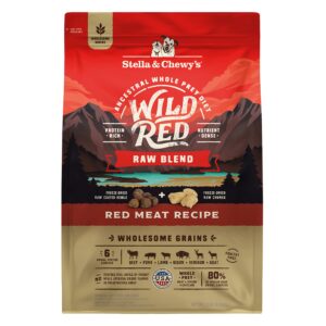 stella & chewy's wild red dry dog food raw blend high protein wholesome grains red meat recipe, 21 lb. bag