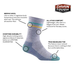 Darn Tough Women's Letterman Crew Lightweight Lifestyle Sock (Style 6064) - Light Denim, Medium