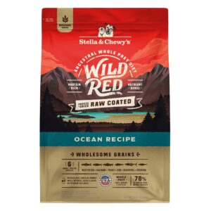 stella & chewy's wild red dry dog food raw coated high protein wholesome grains ocean recipe, 21 lb. bag