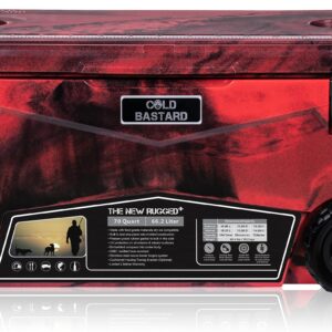 COLD BASTARD COOLERS 70QTW Rugged+ CAMO Red Large Wheels The Best Premium Ice Chest Cooler Accessories Free S&H (CB70W-CR)