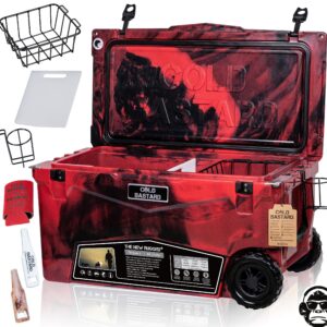 COLD BASTARD COOLERS 70QTW Rugged+ CAMO Red Large Wheels The Best Premium Ice Chest Cooler Accessories Free S&H (CB70W-CR)