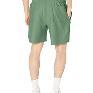 Champion Men's Reverse Weave Cut, Raw Hem Fleece Shorts, 7", Native Fern Green C Patch Logo, Medium