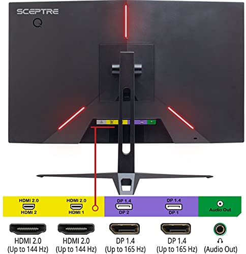 Sceptre IPS 27" QHD 2560 x 1440p LED Monitor DisplayPort HDMI up to 165Hz AMD FreeSync Premium 99% sRGB Build-in Speakers, Machine Black 2021 (E275B-QPT168)