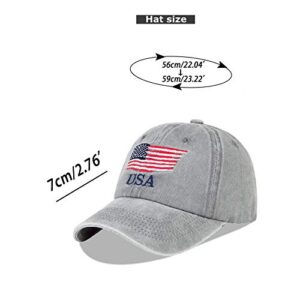 LANGZHEN American Flag Hats for Men and Women USA Flag Baseball Cap Adjustable Outdoors Trucker Snapback Hat (USA-Washed-Black+USA-Gray,One Size)