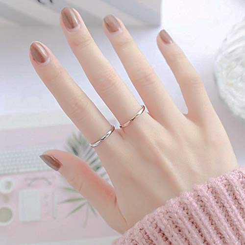 COLORFUL BLING 2mm Thin Titanium Stainless Steel Stackable Band Knuckle Stacking Rings Set Dome Polished Surface Midi Ring Simple for Men Women Wedding Classic Jewelry-6