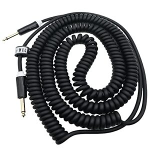 aestivate coiled guitar cable electric instrument cable 20 ft curly instrument cable coil guitar cable stretchable straight to straight dual straight plugs (black)