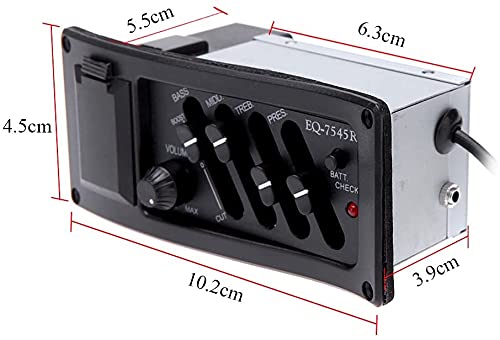 Jiayouy Guitar Pickup 4 Band EQ-7545R Preamp Amplifier Equalizer Tuner Piezo Pickup for Acoustic Guitars