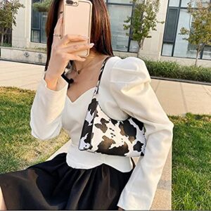 Women Cow Print Shoulder Bag Clutch Purse Underarm Handbag Satchel Zipper Tote Bag Purse