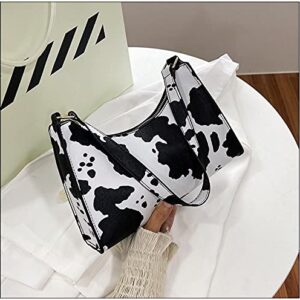 Women Cow Print Shoulder Bag Clutch Purse Underarm Handbag Satchel Zipper Tote Bag Purse