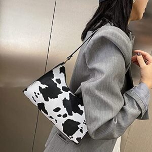 Women Cow Print Shoulder Bag Clutch Purse Underarm Handbag Satchel Zipper Tote Bag Purse