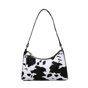 Women Cow Print Shoulder Bag Clutch Purse Underarm Handbag Satchel Zipper Tote Bag Purse