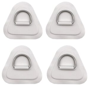 4 pieces pad/patch d rings for pvc inflatable boat canoe raft stainless steel d-ring dinghy kayak surfboard paddle board (white)