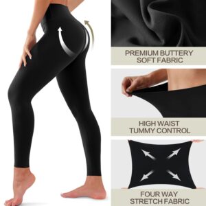 3 Pack Leggings for Women-No See-Through High Waisted Tummy Control Yoga Pants Workout Running Legging Large-X-Large