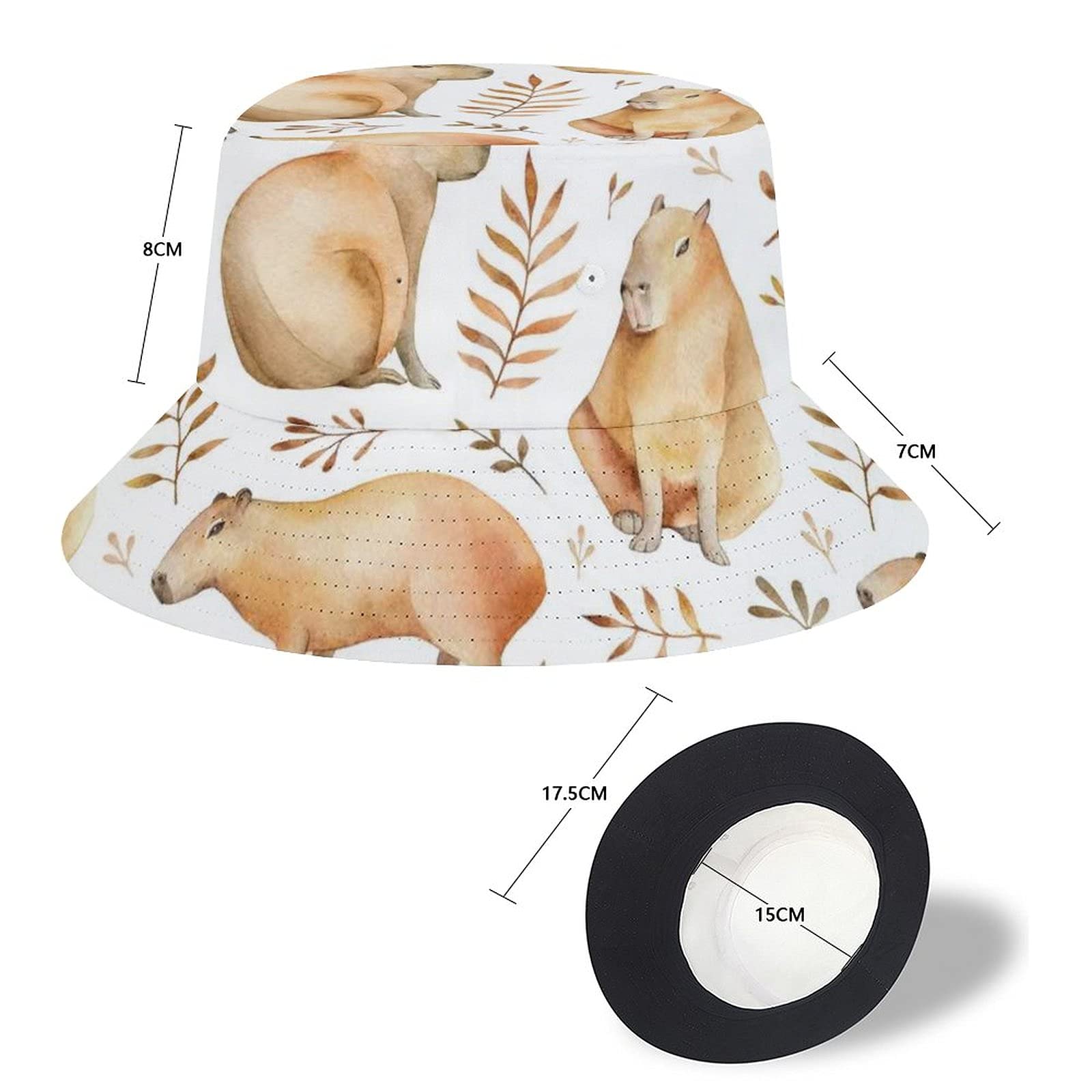 Adorable Capybara Adults Beach Bucket Hat for Adults Fishing Fisherman's Cap Packable Travel Print Sun Hats