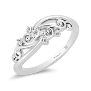 jewelili hallmark fine jewelry sterling silver with 1/10 cttw natural white round diamonds filigree swirl taperd fashion sparkling ring, size 6