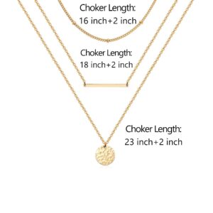 Giftall Bar Necklaces for Women Gold Plated Necklace for Women Layering Necklace for Women 14K Gold Plated Choker Necklace Coin Necklace