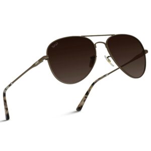 wearme pro - polarized pilot style classic aviator sunglasses (brown frame/gradient brown lens)