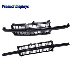 JustDrivably Front Grille Grill Assembly Black Compatible With Chevrolet Silverado 1500 2500 1999-2002 & Suburban 1500 2500 & Tahoe 2000-2006