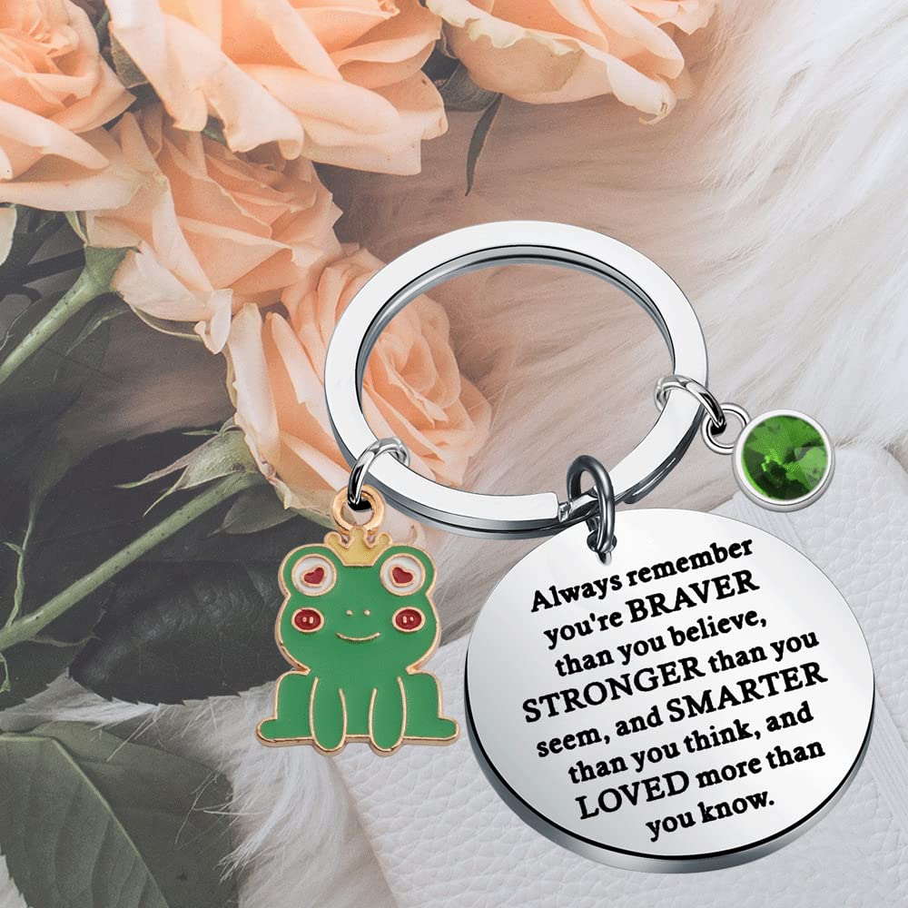 WSNANG Frog Keychain Frog Lovers Gift You Are Braver Stronger Smarter Than You Think Keychain Insect Animal Lover Gift (Frog Always KC)