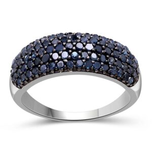 jewelexcess sterling silver blue 1 carat diamond ring for women| colored ring band with round diamonds