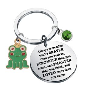 wsnang frog keychain frog lovers gift you are braver stronger smarter than you think keychain insect animal lover gift (frog always kc)