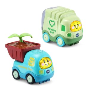 vtech go! go! smart wheels earth buddies vehicle 2-pack with gardening truck and recycling truck