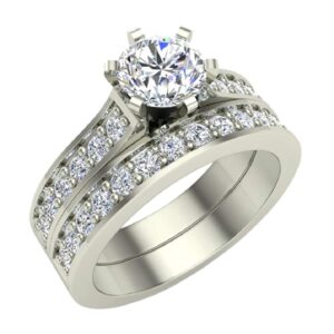 glitz design classic channel engagement ring set sparkling diamond wedding set 1.10 ctw 14k white gold (g, si) rs 10