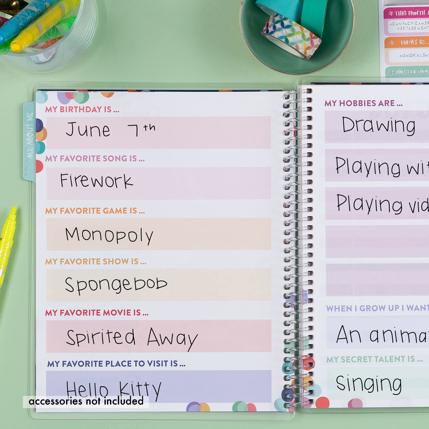 7" x 9" 2nd Edition Erin Condren Kids Planner & Activity Book - Dreaming Has No Limits. 12 - Month Undated Planner with Dividers and Activity Sheets and Stickers.