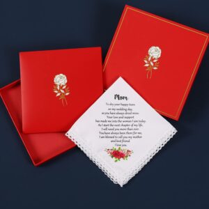 Mother of The Bride Handkerchief Wedding Keepsake for Bride's Mom Wedding Gift from Daughter (Mom)