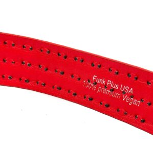 Red Three Row Black Pyramid Stud Belt Vegan Leather Punk Goth Alternative USA Made (XL)