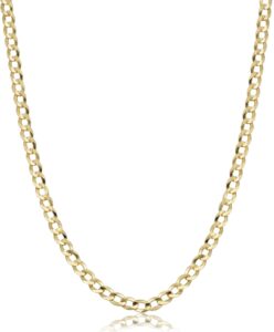 verona jewelers 10k gold unisex 2.2mm italian cuban curb link chain necklace- 10k necklaces, 10 karat gold chain, 16" 18" 20" 24" 30" (30.00, 2.2mm)