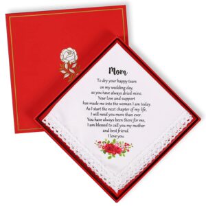 mother of the bride handkerchief wedding keepsake for bride's mom wedding gift from daughter (mom)