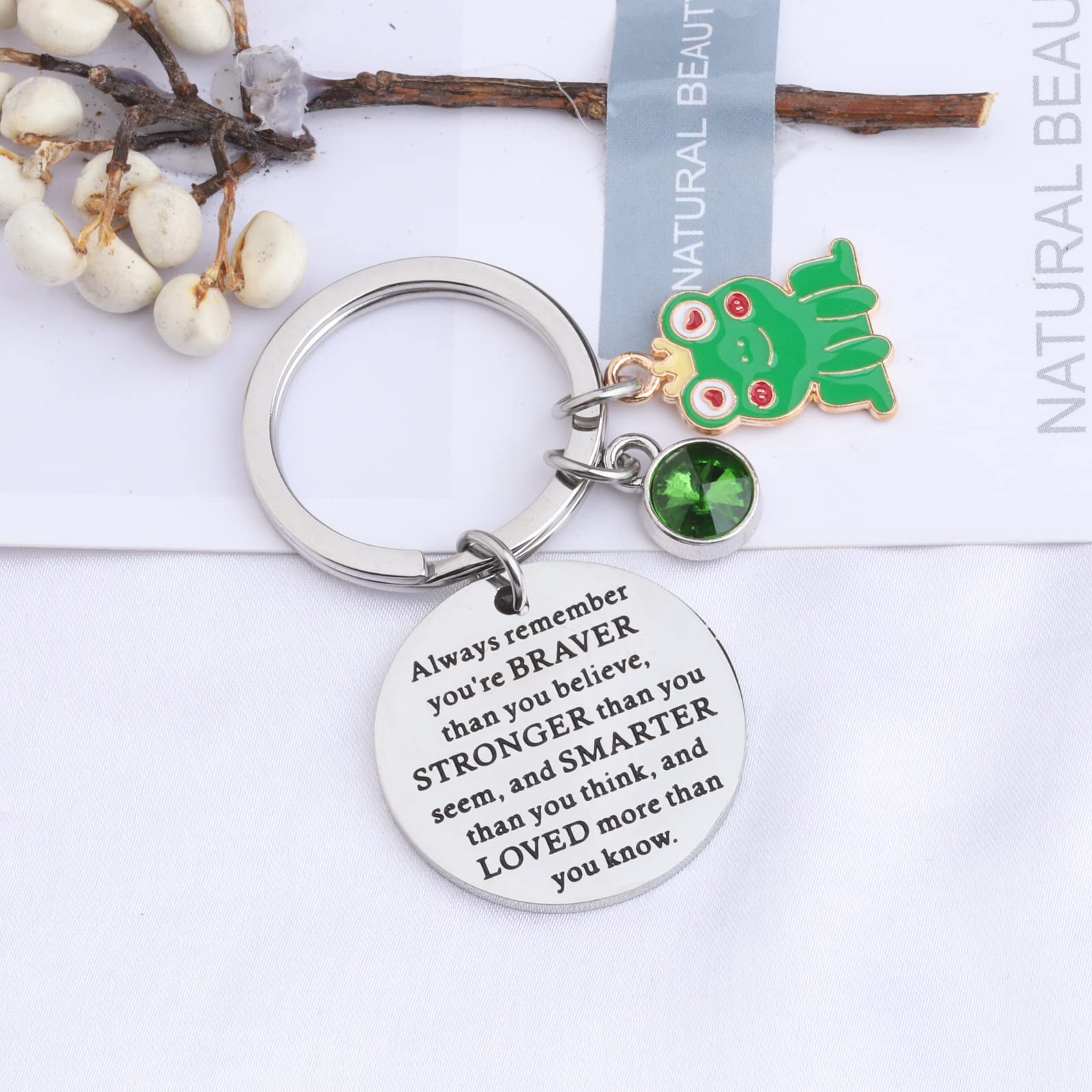 WSNANG Frog Keychain Frog Lovers Gift You Are Braver Stronger Smarter Than You Think Keychain Insect Animal Lover Gift (Frog Always KC)