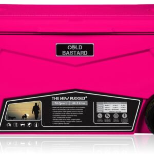 COLD BASTARD COOLERS 70QTW Rugged+ Pink Neon Large Wheels Premium Ice Chest Cooler Accessories Free S&H (CB70W-PN)