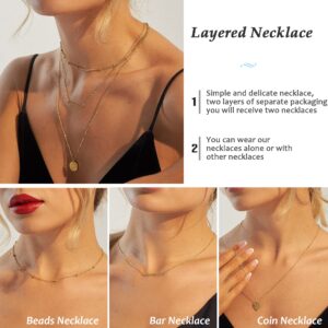 Giftall Bar Necklaces for Women Gold Plated Necklace for Women Layering Necklace for Women 14K Gold Plated Choker Necklace Coin Necklace