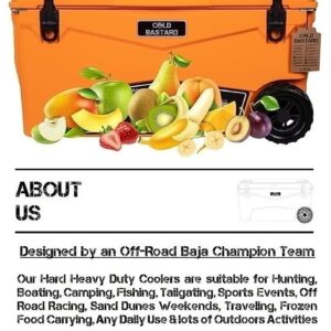 COLD BASTARD COOLERS 70QTW Rugged+ Pink Neon Large Wheels Premium Ice Chest Cooler Accessories Free S&H (CB70W-PN)