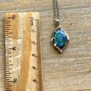 Australian Triplet Opal Necklace - 14x10mm Fire Opal - Genuine Triplets Opal Necklace Pendant in Sterling Silver 18K Gold Plated Women's Jewelry