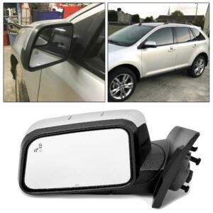 ecotric heated power mirror puddle light compatible with 2011-2014 ford edge replace for fo1320500 memory puddle spotter w/blind spot detection in glass left driver side