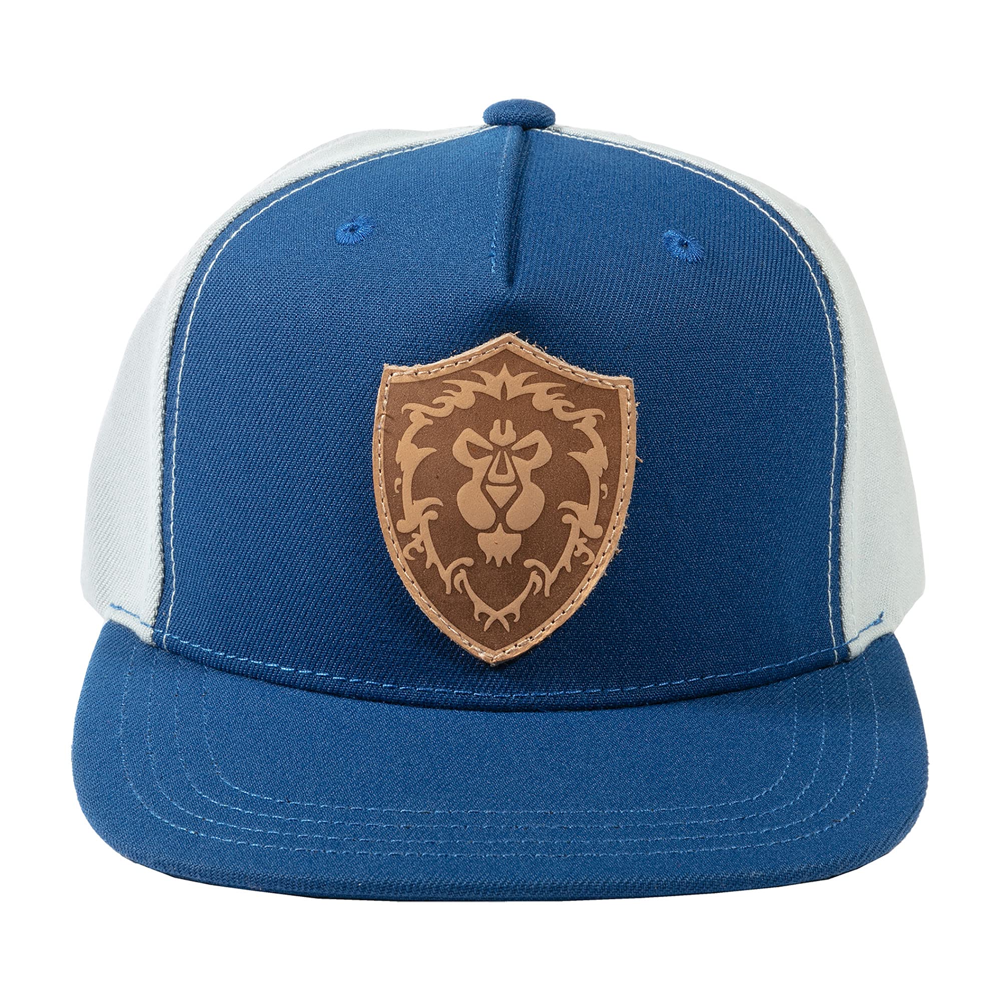 JINX World of Warcraft Alliance Leather Emblem Baseball Snap Back Hat, Blue/Grey, Adult Size