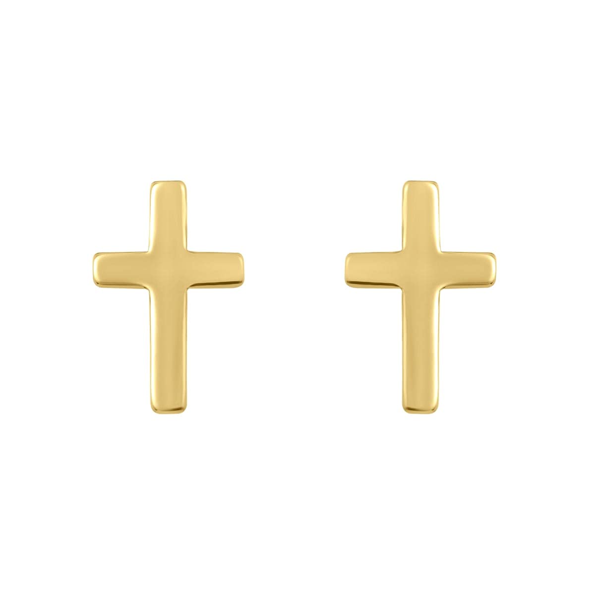 Mystigold Cross Stud Earrings in .925 Sterling Silver Plated Rhodium and in 18K Gold Plated I Religious Small Earrings for men and women 0.4 x 0.2 inch I Hypoallergenic Earrings I Gift for Women Men,