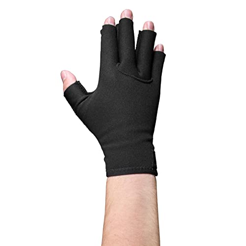 OTC Resting Splint Glove, 5 Finger Semi-Rigid Splints, Open Tips, Black, Right Hand, X-Large